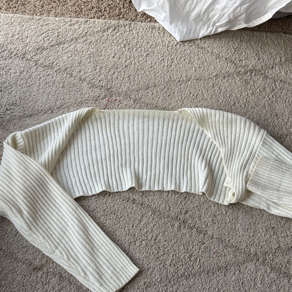 Zara | Sweaters | Zara Cream Ribbed Shrug | Poshmark